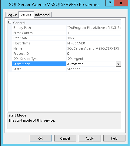 SCCM | SQL Agent service is not running | The Blog